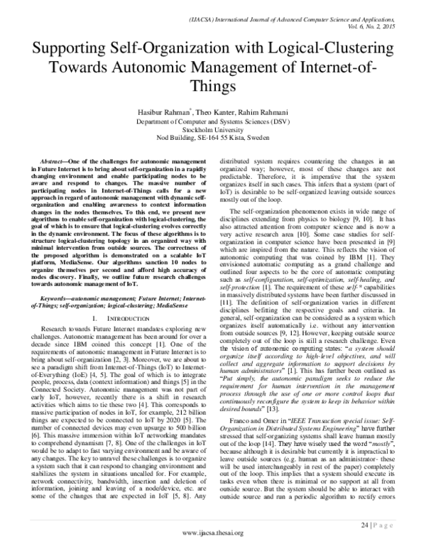 (PDF) Supporting Self-Organization with Logical-Clustering Towards Autonomic Management of ...