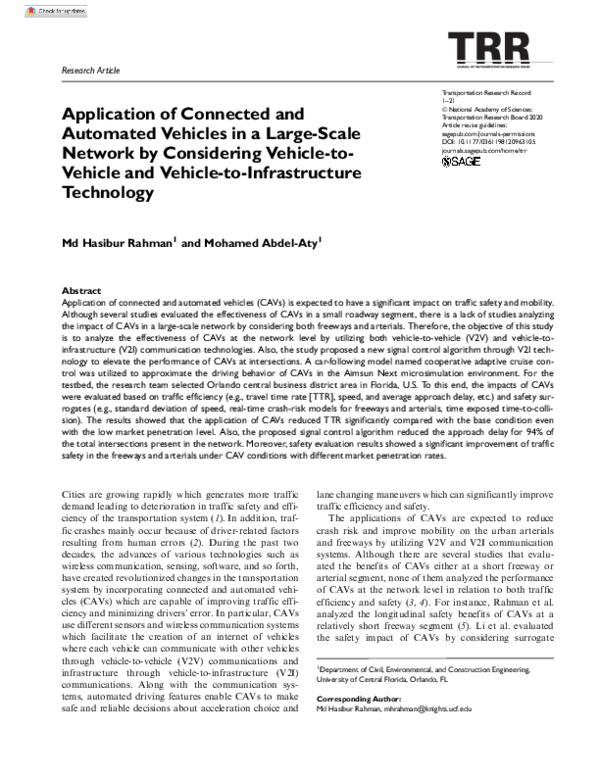 (PDF) Application of Connected and Automated Vehicles in a Large-Scale Network by Considering ...
