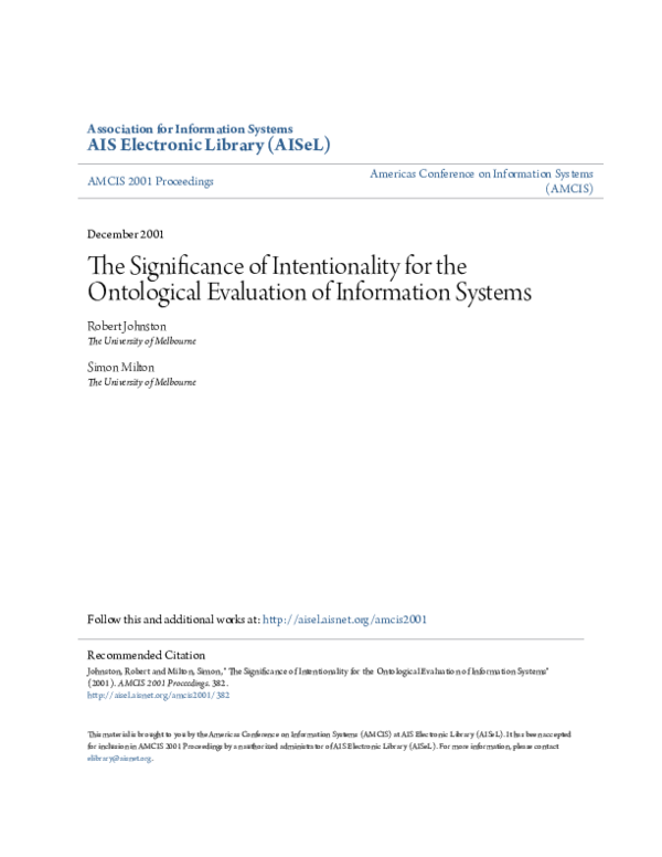 (PDF) The significance of intentionality for the ontological evaluation ...