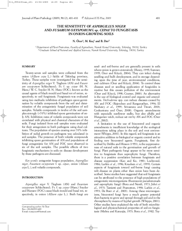 (PDF) THE SENSITIVITY OF ASPERGILLUS NIGER AND FUSARIUM OXYSPORUM f. sp ...
