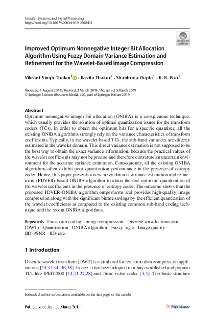 (PDF) Improved Optimum Nonnegative Integer Bit Allocation Algorithm ...