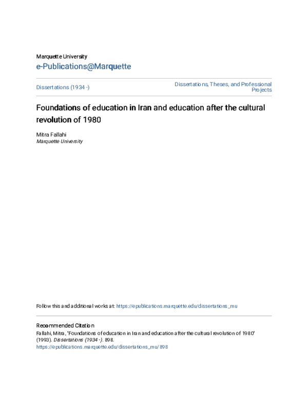 (PDF) Foundations of education in Iran and education after the Cultural ...