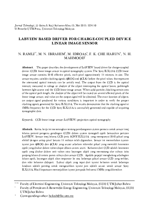 (PDF) Labview Based Driver For Charge–Coupled Device Linear Image Sensor