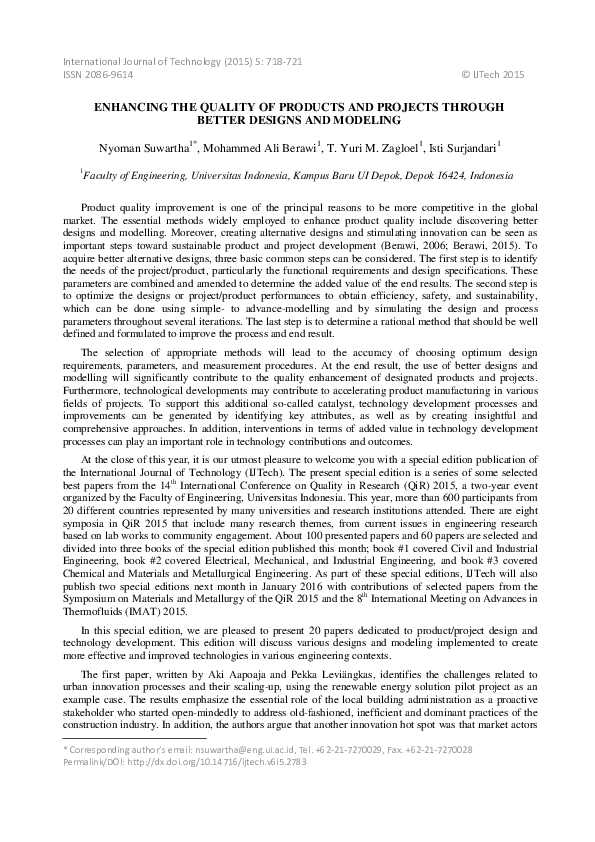 (PDF) Enhancing Quality of Products and Projects through Better Designs ...