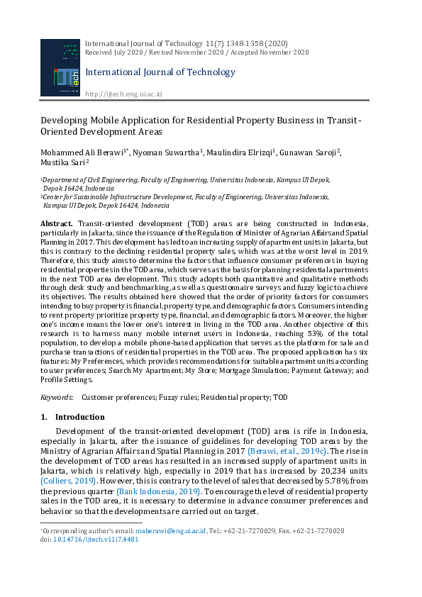 (PDF) Developing Mobile Application for Residential Property Business in Transit-Oriented ...