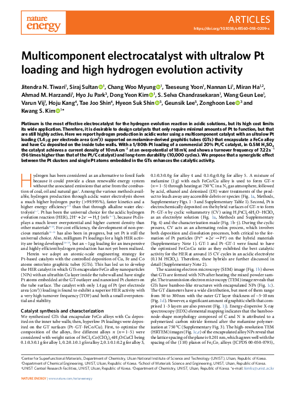 (PDF) Multicomponent electrocatalyst with ultralow Pt loading and high ...