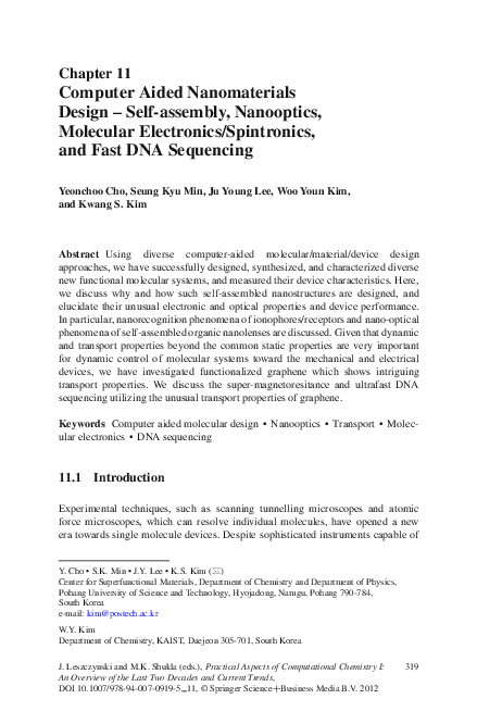 (PDF) Computer Aided Nanomaterials Design – Self-assembly, Nanooptics, Molecular Electronics ...