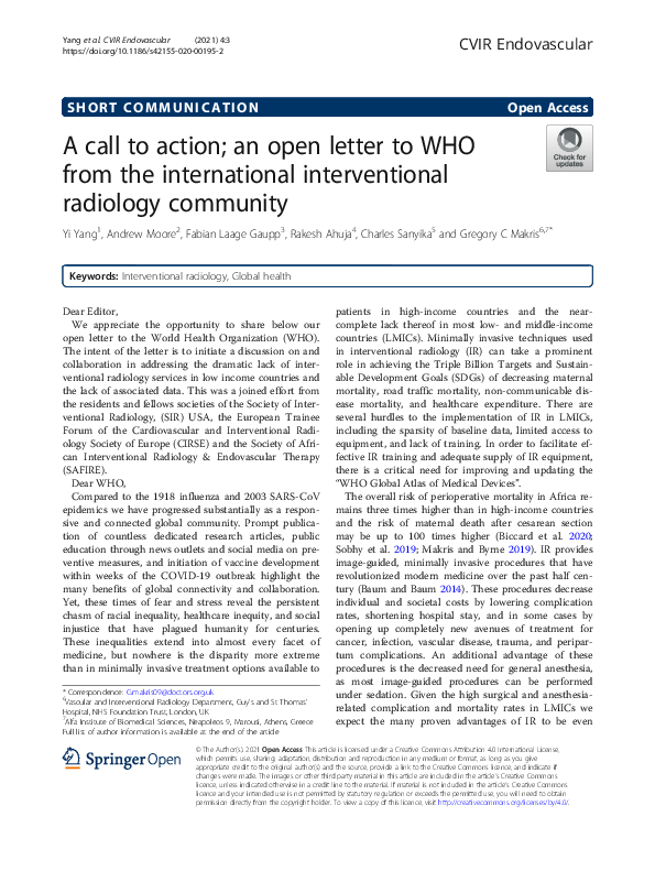 (PDF) A call to action; an open letter to WHO from the international ...