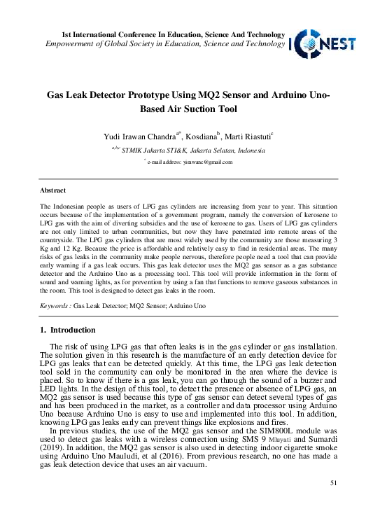 Gas Leak Detector Prototype Using Mq2 Sensor And Arduino Uno Based Air Suction Tool