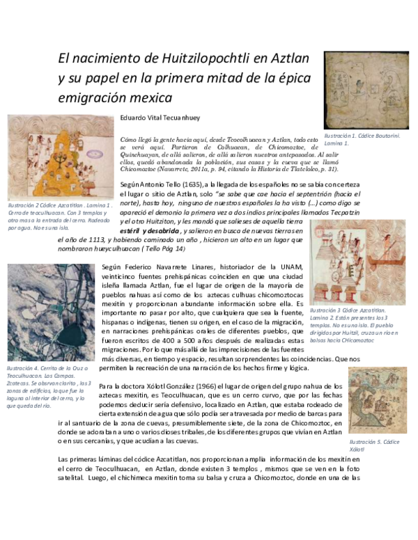 (PDF) El nacimiento de Huitzilopochtli en Aztlan y su papel en la primera mitad de la épica ...