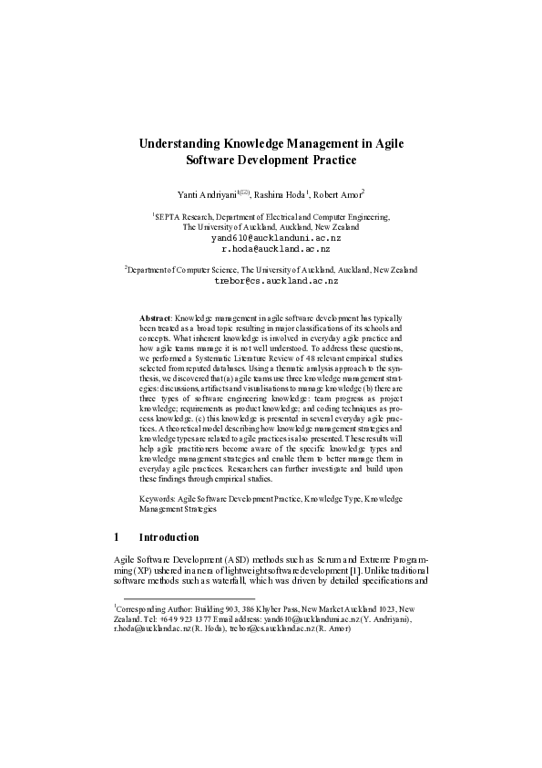(PDF) Knowledge Management Strategies in Agile Software Development