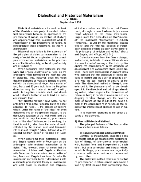 (PDF) Dialectical and Historical Materialism