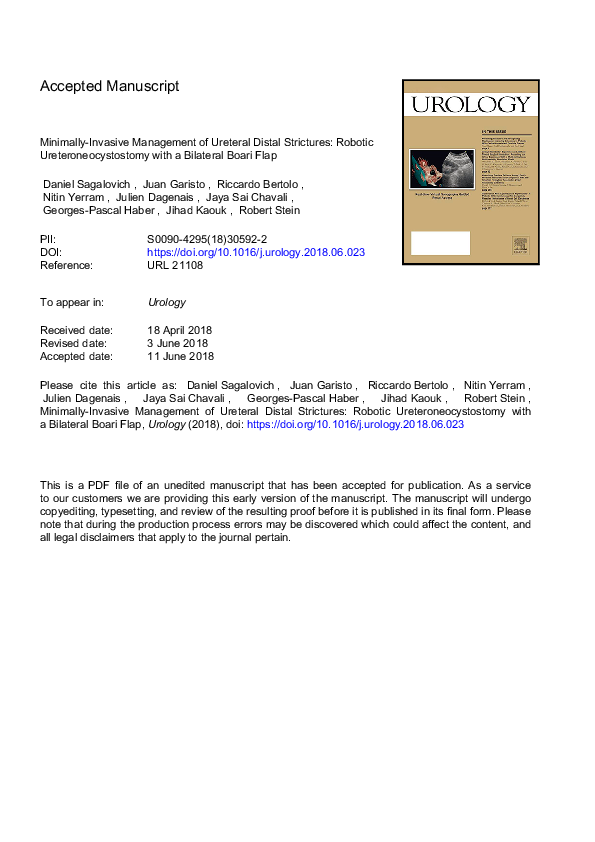 (PDF) Minimally-Invasive Management of Ureteral Distal Strictures ...