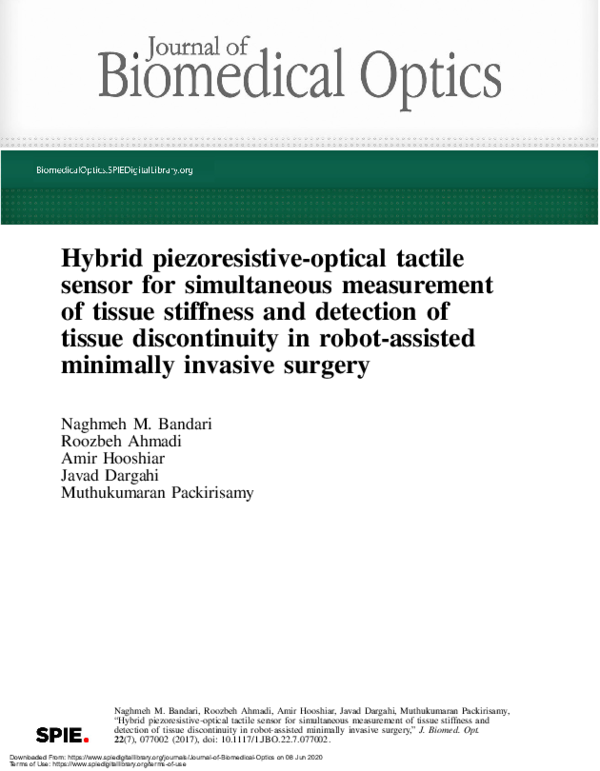 (PDF) Hybrid piezoresistive-optical tactile sensor for simultaneous ...