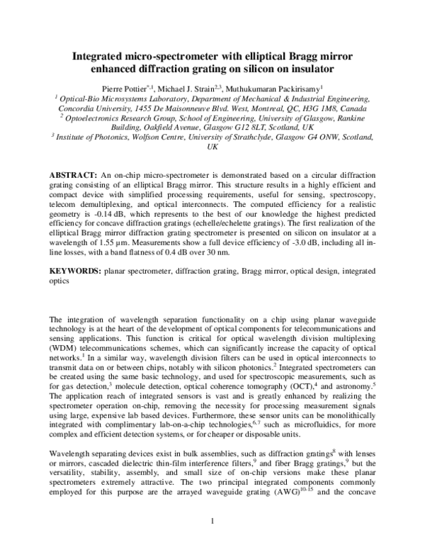 (PDF) Integrated Microspectrometer with Elliptical Bragg Mirror ...