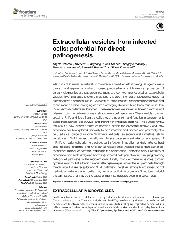 (PDF) Extracellular vesicles from infected cells: potential for direct pathogenesis | Ramin ...