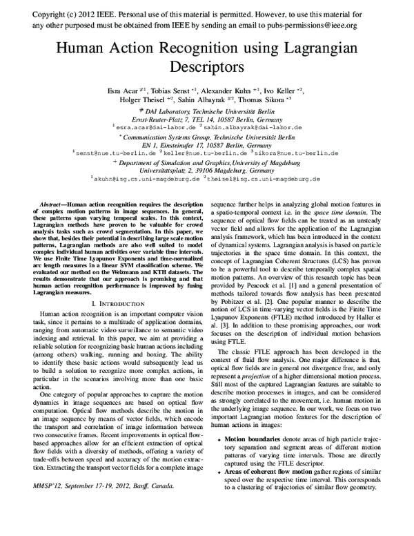 Pdf Human Action Recognition Using Lagrangian Descriptors Esra Acar