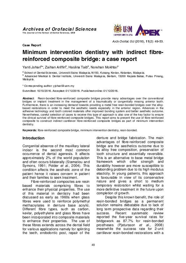 (PDF) Minimum intervention dentistry with indirect fibre-reinforced ...