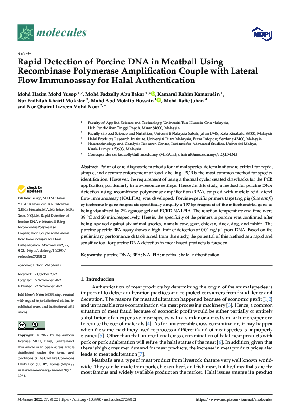 (PDF) Rapid Detection of Porcine DNA in Meatball Using Recombinase ...