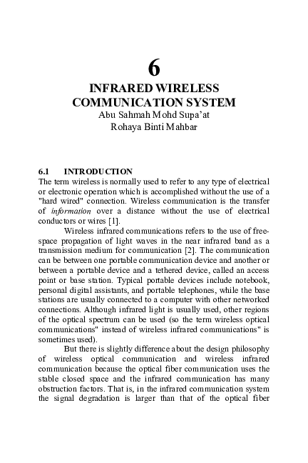 Pdf Infrared Wireless Communication System