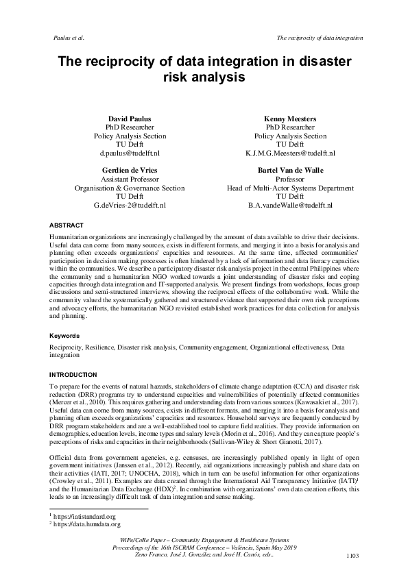 (PDF) The reciprocity of data integration in disaster risk analysis