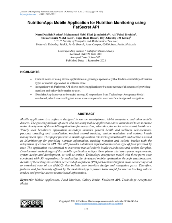 (PDF) iNutritionApp: Mobile Application for Nutrition Monitoring using ...