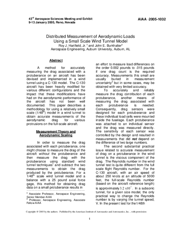 (PDF) Distributed Measurement of Aerodynamic Loads Using a Small Scale ...