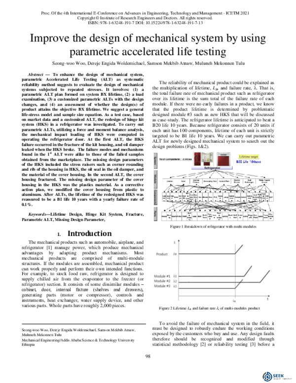 (PDF) Improve the design of mechanical system by using parametric ...