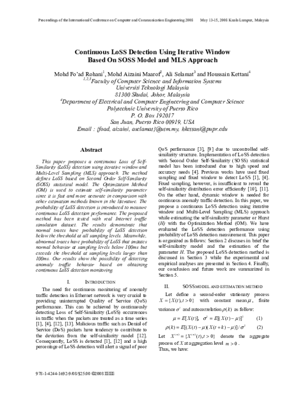 (PDF) Continuous LoSS detection using iterative window based On SOSS model and MLS approach