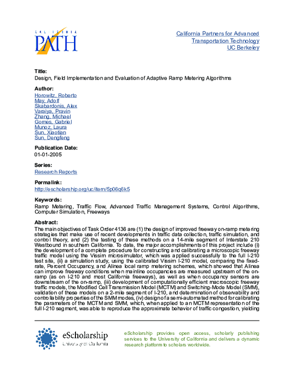 (PDF) Design, field implementation and evaluation of adaptive ramp ...