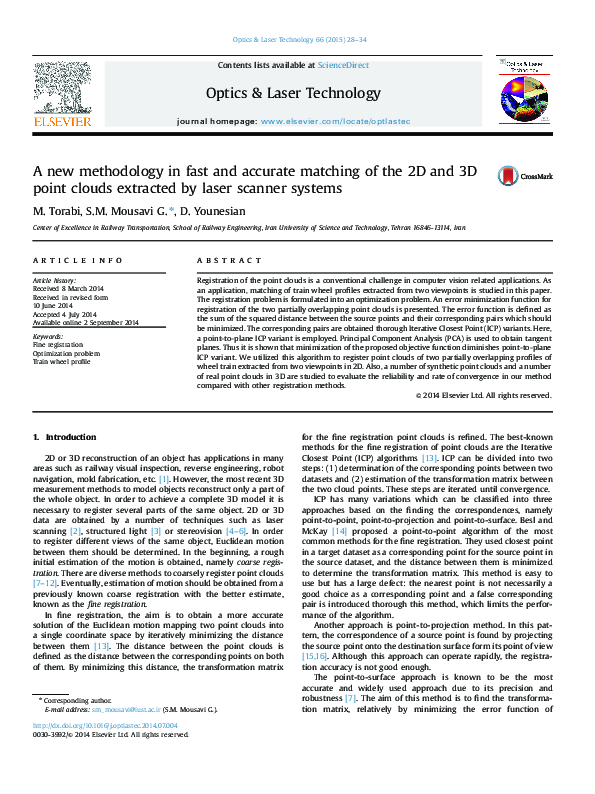 (PDF) A new methodology in fast and accurate matching of the 2D and 3D point clouds extracted by ...