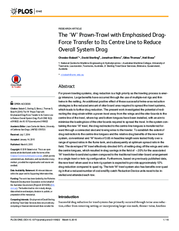 (PDF) The ‘W’ Prawn-Trawl with Emphasised Drag-Force Transfer to Its ...