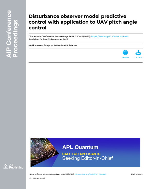 (PDF) Disturbance observer model predictive control with application to UAV pitch angle control