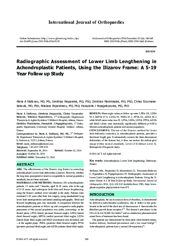 (PDF) Radiographic Assessment of Lower Limb Lengthening in ...