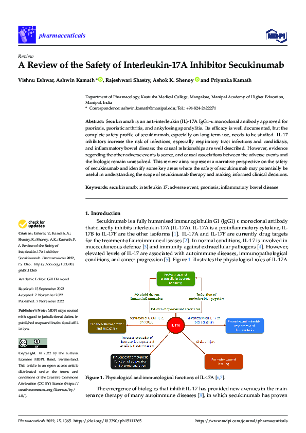 A Review of the Safety of Interleukin-17A Inhibitor Secukinumab