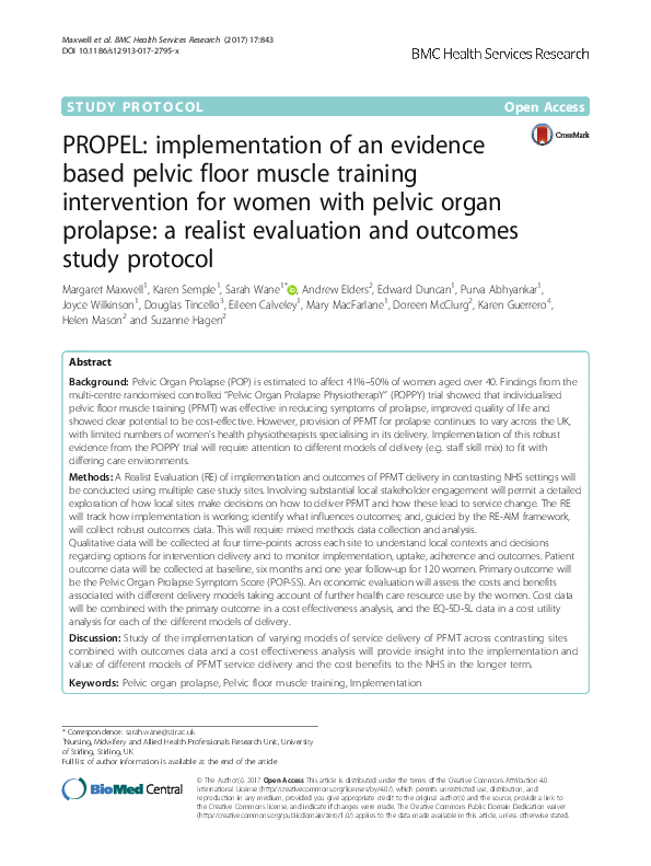 (PDF) PROPEL: implementation of an evidence based pelvic floor muscle ...
