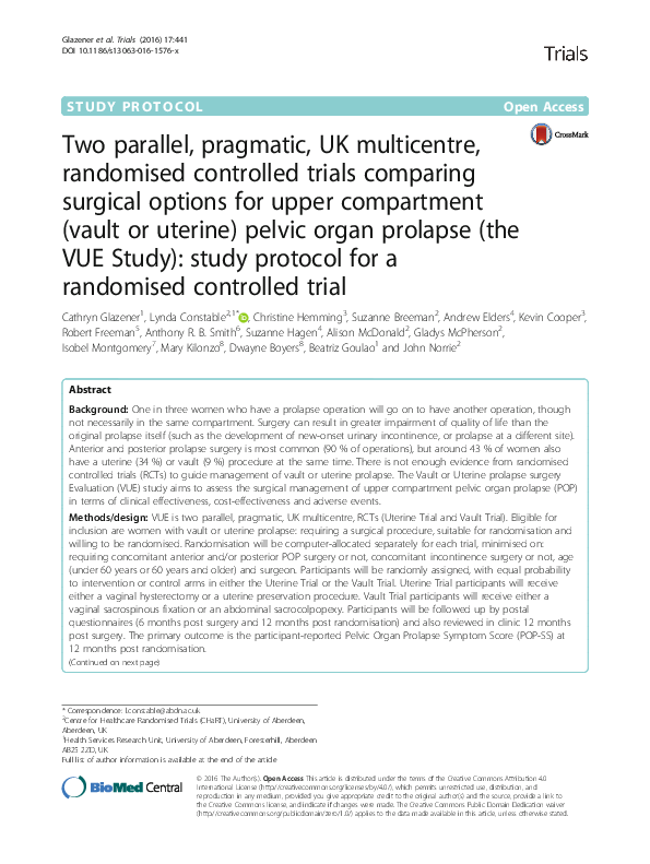 (PDF) Two parallel, pragmatic, UK multicentre, randomised controlled ...