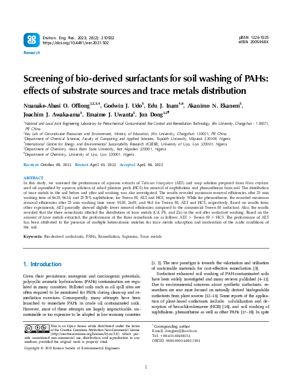 (PDF) Screening of bio-derived surfactants for soil washing of PAHs ...