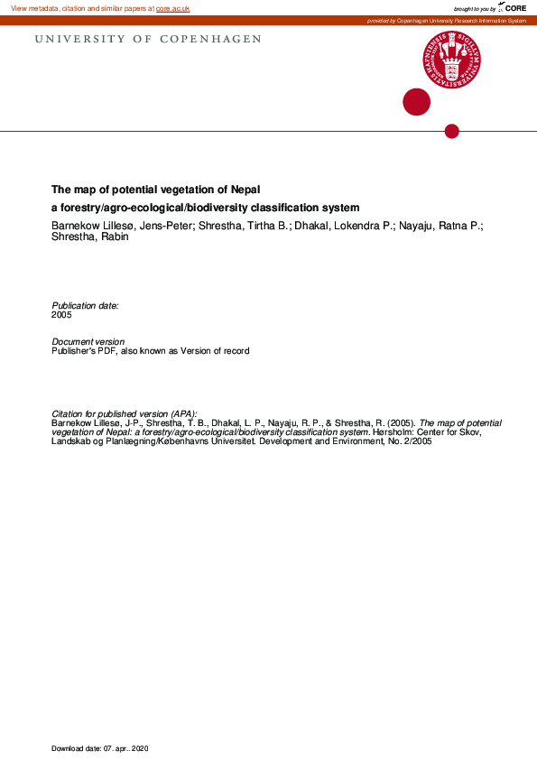 (PDF) The Map of Potential Vegetation of Nepal-a forestry/agro ...