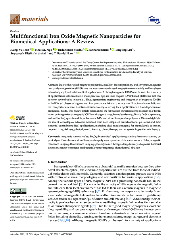 (PDF) Multifunctional Iron Oxide Magnetic Nanoparticles for Biomedical Applications: A Review
