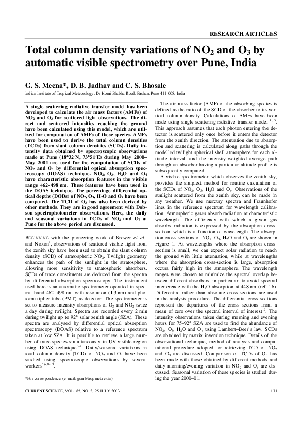 (PDF) Total column density variations of NO2 and O3 by automatic ...