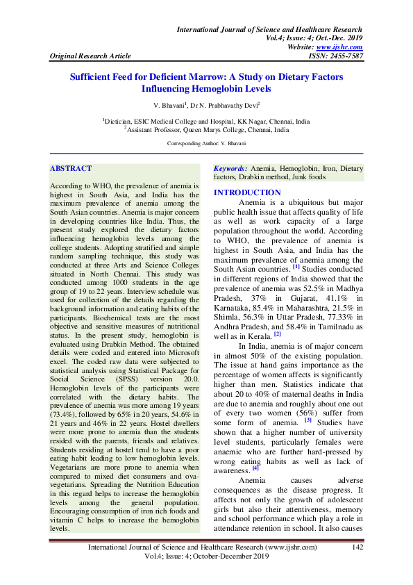 (PDF) Sufficient Feed for Deficient Marrow: A Study on Dietary Factors ...