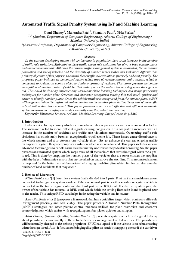 (PDF) Automated Traffic Signal Penalty System using IoT and Machine Learning