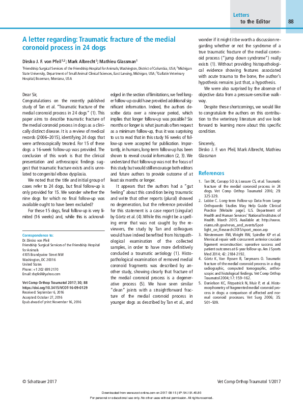 (PDF) Traumatic fracture of the medial coronoid process in 24 dogs