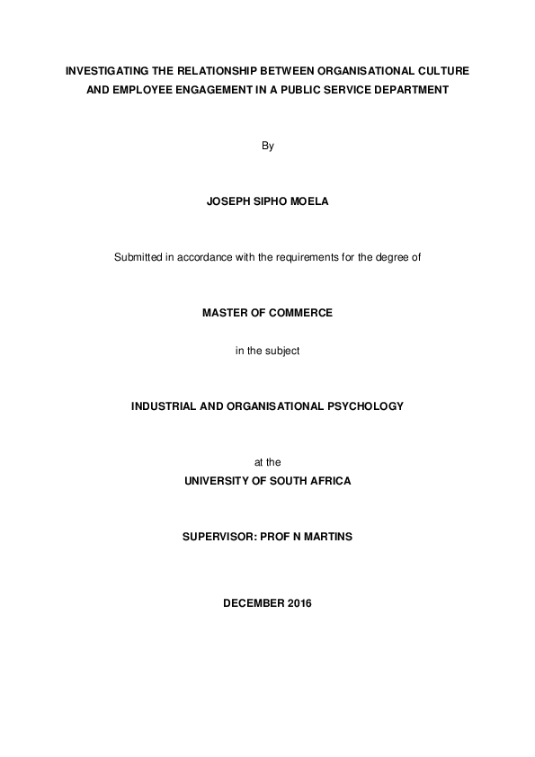 (PDF) Investigating the relationship between organisational culture and ...
