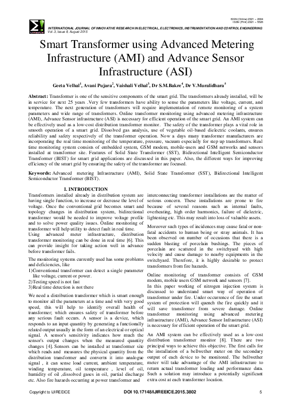 (PDF) Smart Transformer using Advanced Metering Infrastructure (AMI ...