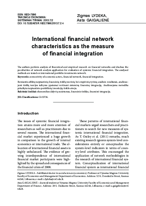 (PDF) International financial network characteristics as the measure of ...