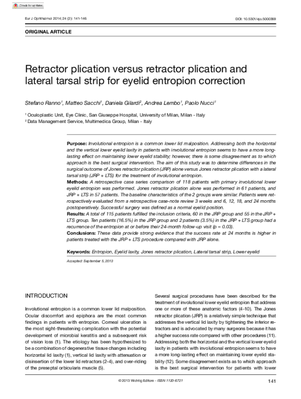(PDF) Retractor Plication versus Retractor Plication and Lateral Tarsal ...