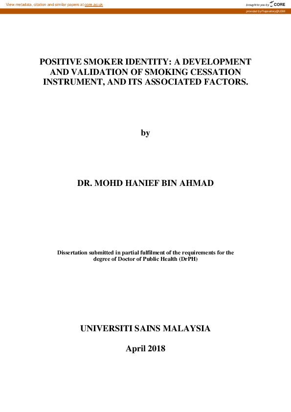 (PDF) Positive smoker identity : a development and validation of ...