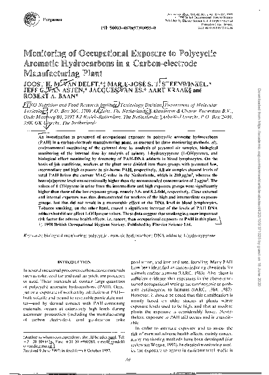 (PDF) Monitoring of Occupational Exposure to Polycyclic Aromatic Hydrocarbons in a Carbon ...